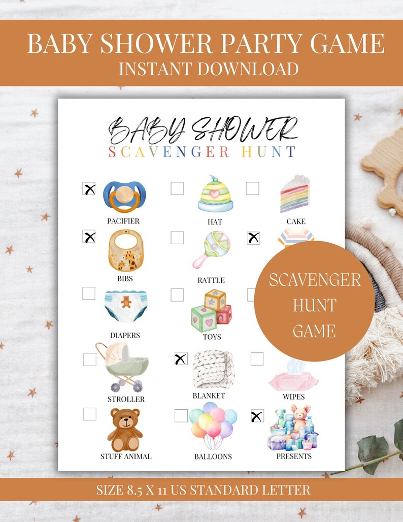 Baby Shower Game, Baby Shower Printable, Baby Shower Scavenger Hunt ...