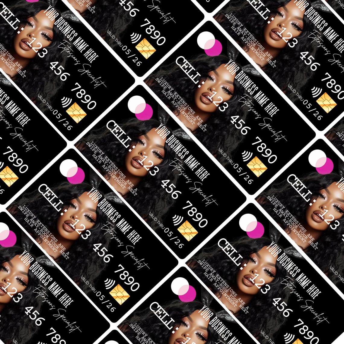 Luxury Hair Extension Business Card: Swipe Style Canva Template ...