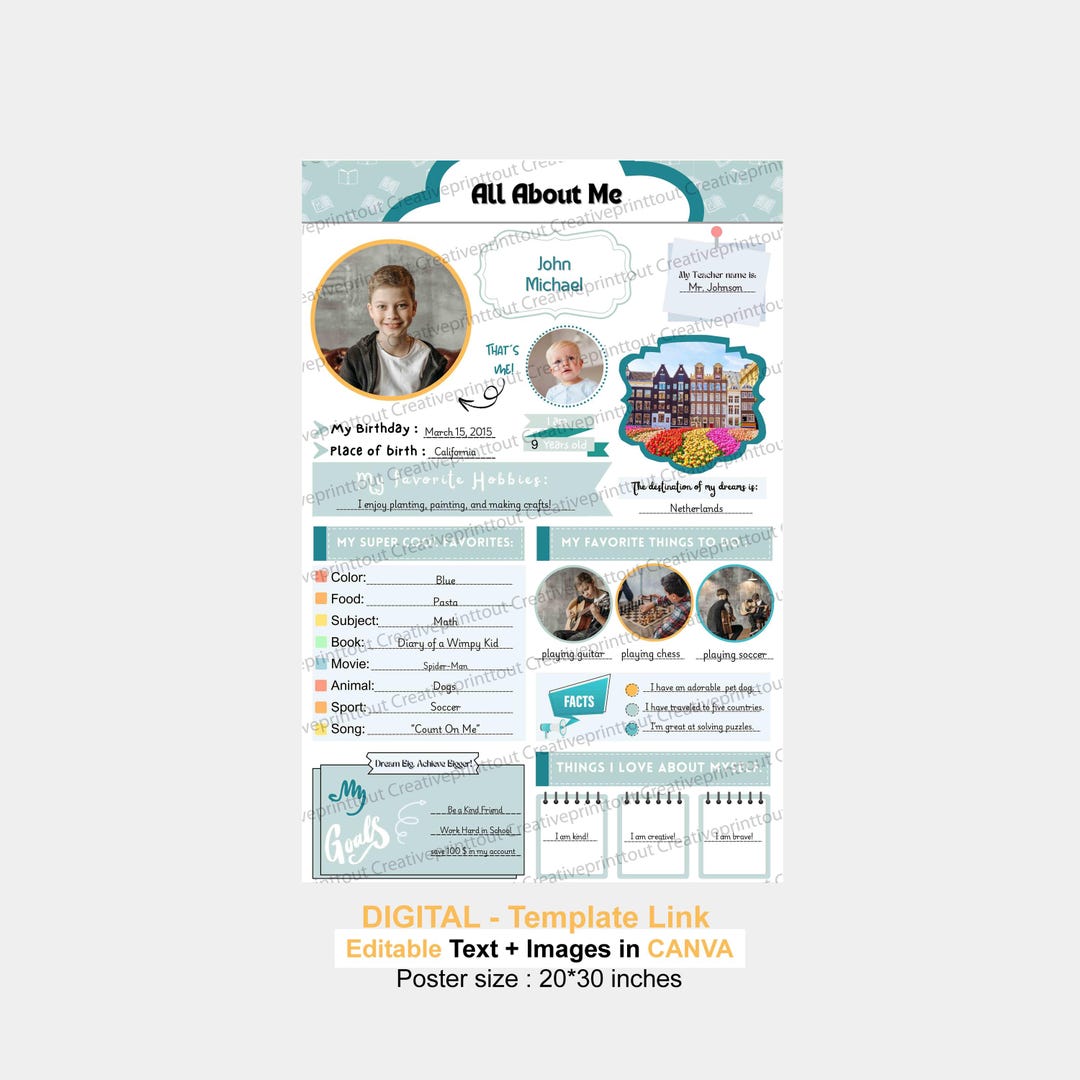 All About Me Project, Editable, Digital, Star of the Week, Big Kids ...