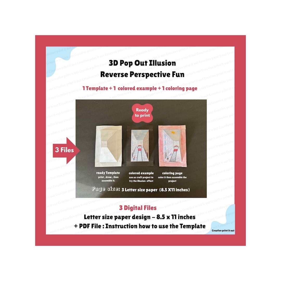 Reverse Perspective Fun Project, 3D Pop Out Illusion, Bundle, 3 Digital ...