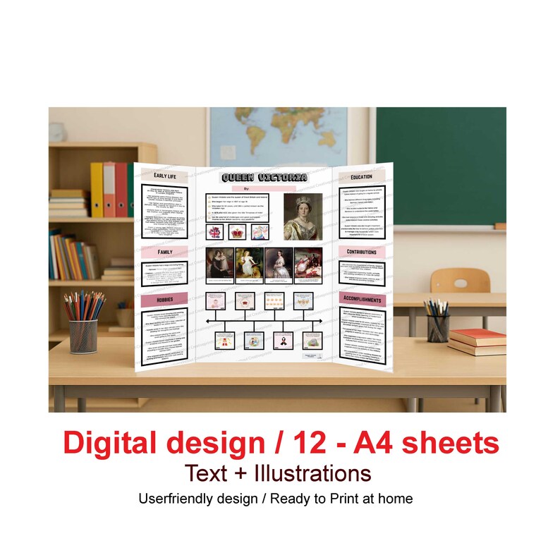 Queen Victoria Trifold Design, DIGITAL, School Project, 12 A4 Sheets ...