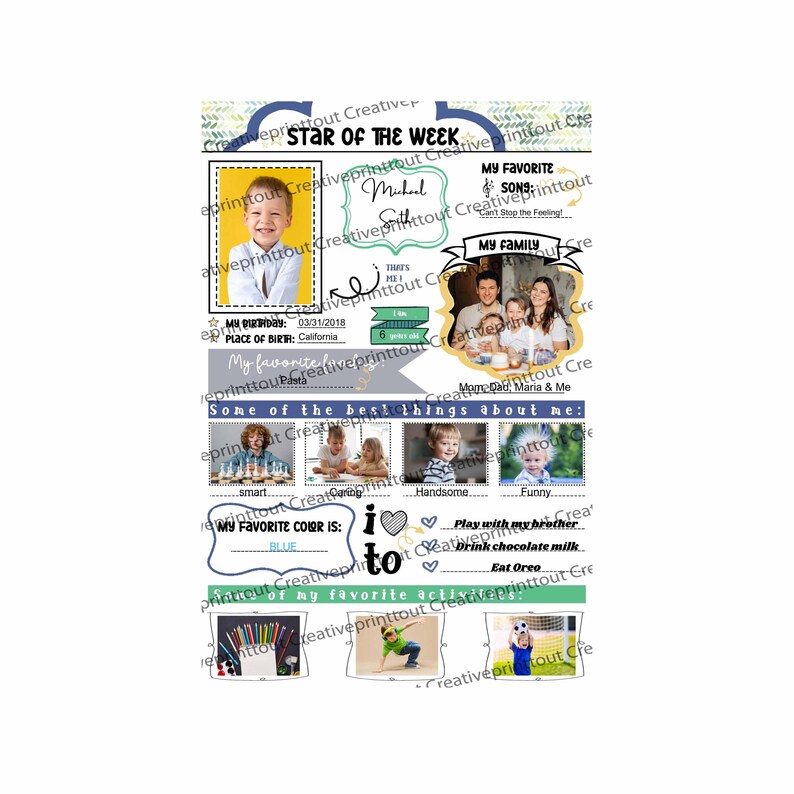 All About Me Poster, Editable Canva, All About Me Project, Kindergarten ...