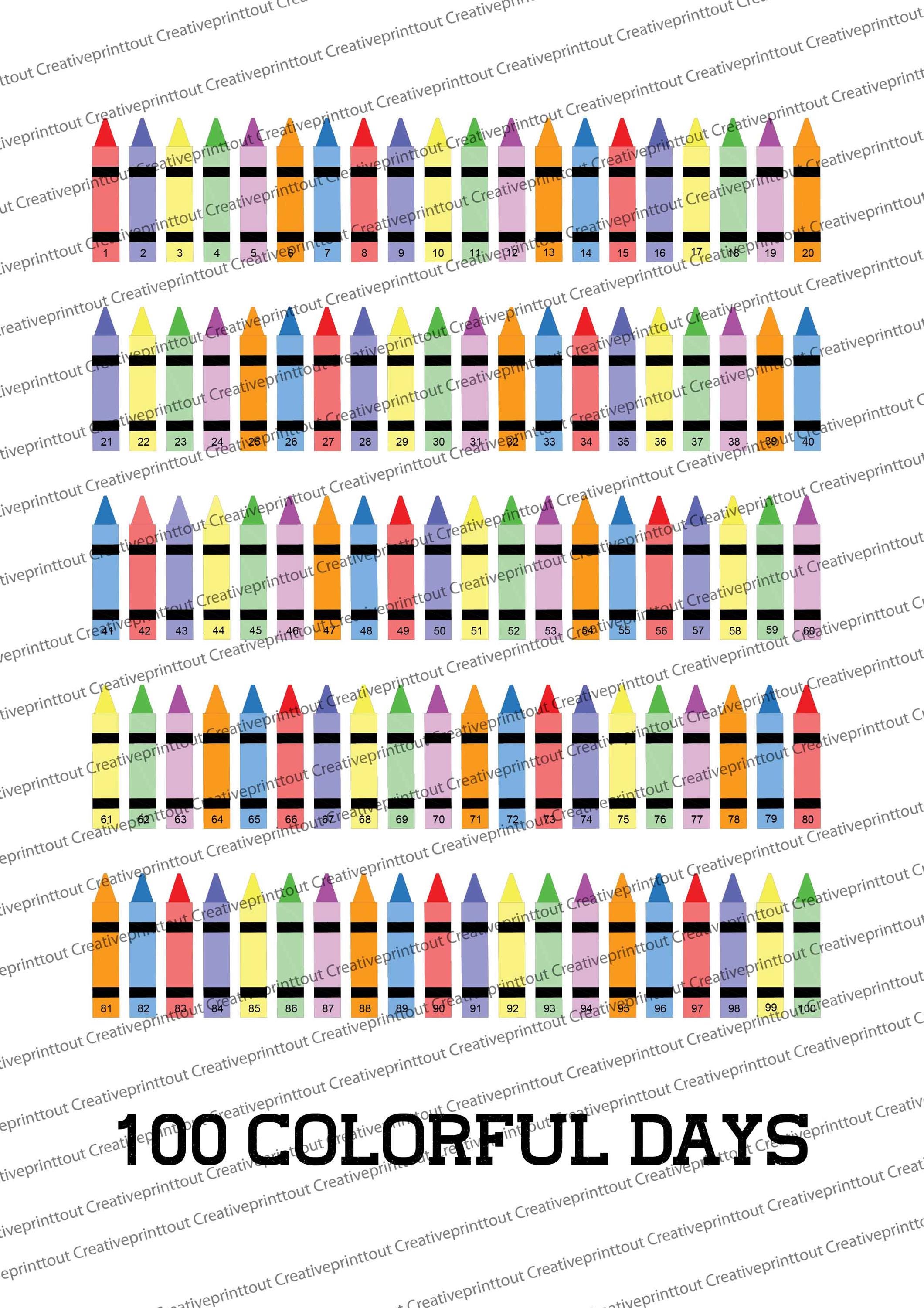 100 Colorful Days of School , Digital Shirt Design, 4 PDF, 2 JPG of ...