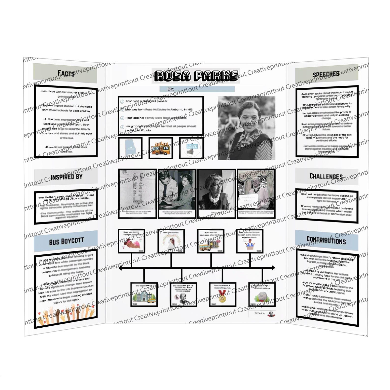 Civil Rights Icon | Rosa Parks | History Trifold Design | Wax Museum ...