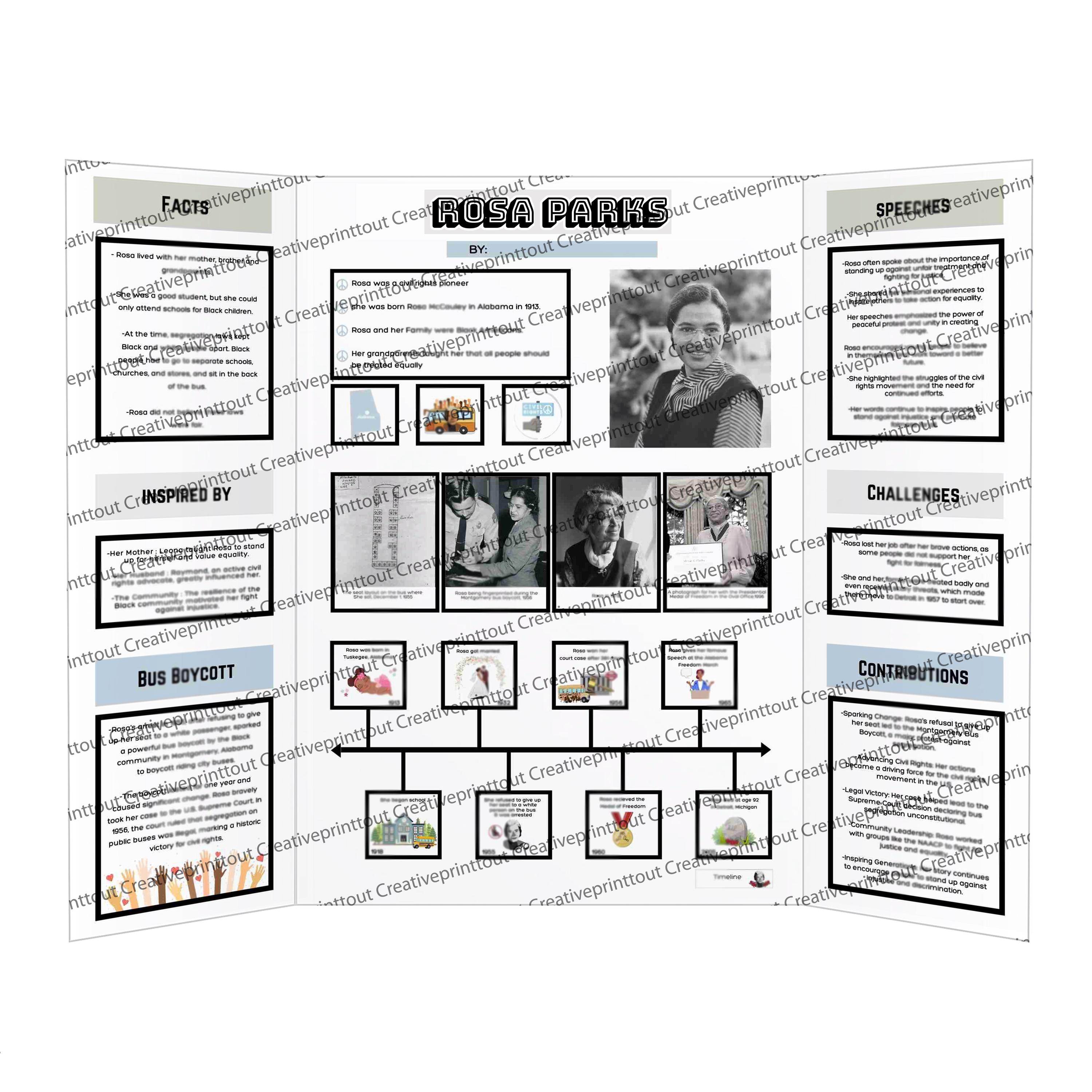 Civil Rights Icon | Rosa Parks | History Trifold Design | Wax Museum ...