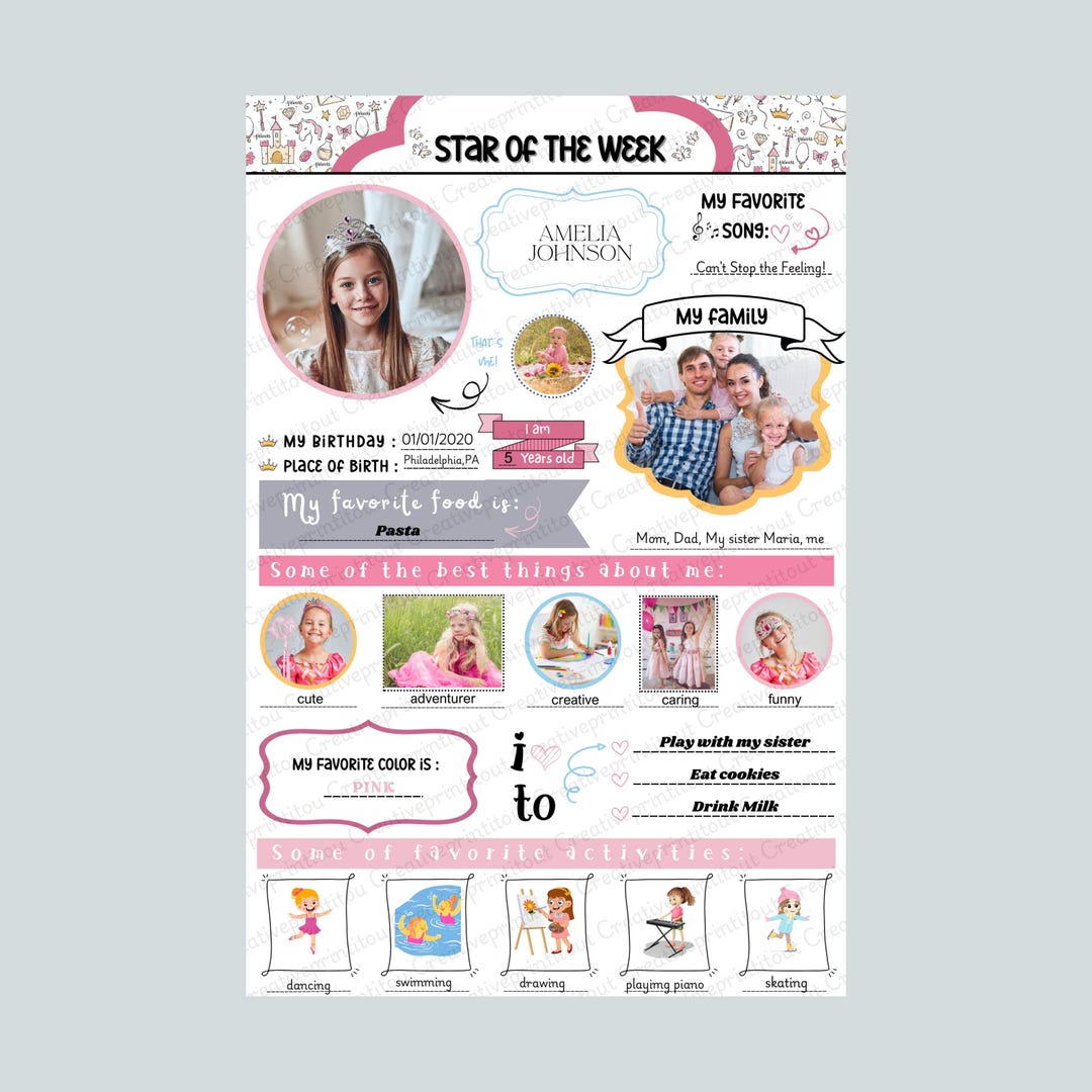 Star of the Week Project, Editable, Kindergarten, Digital, Star of the ...