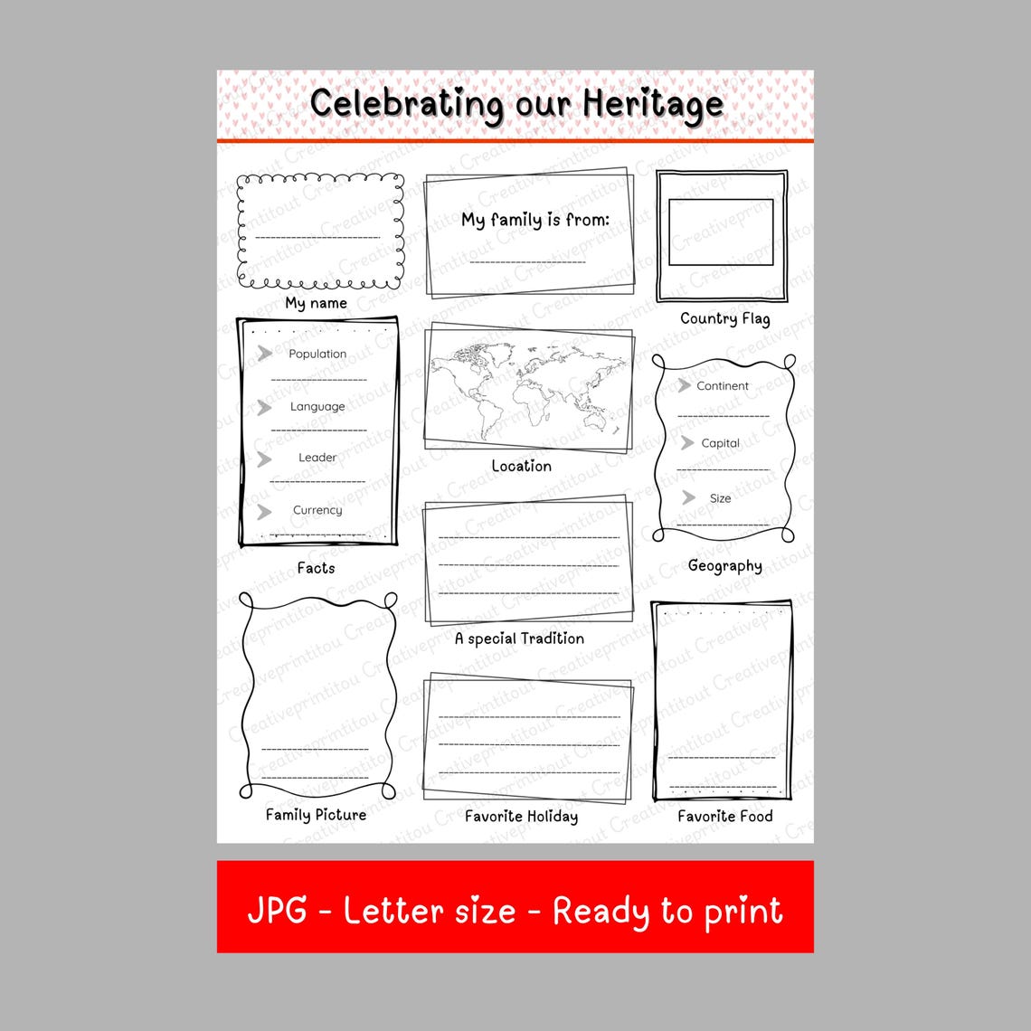 Celebrating Our Heritage – Cultural Facts & Fun Printable Sheet for ...