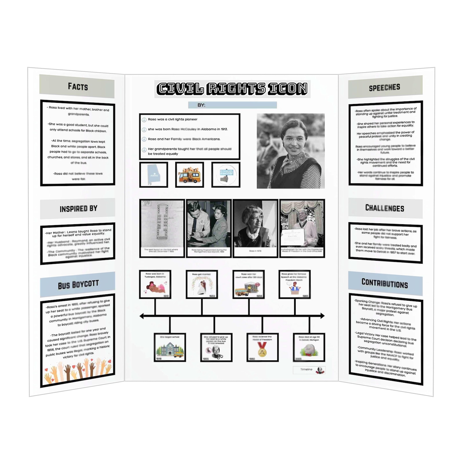 Civil Rights Icon | Rosa Parks | History Trifold Design | Wax Museum ...