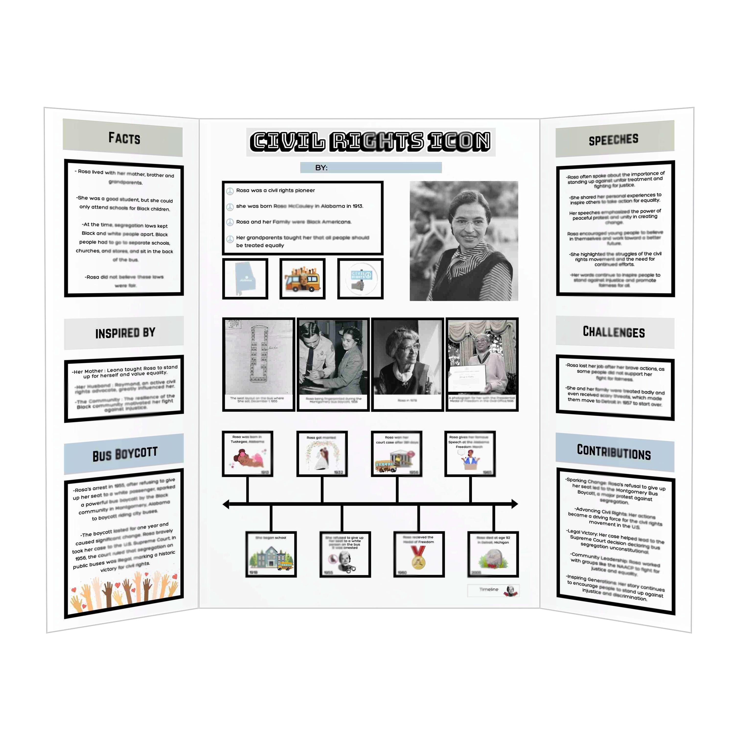 Civil Rights Icon | Rosa Parks | History Trifold Design | Wax Museum ...