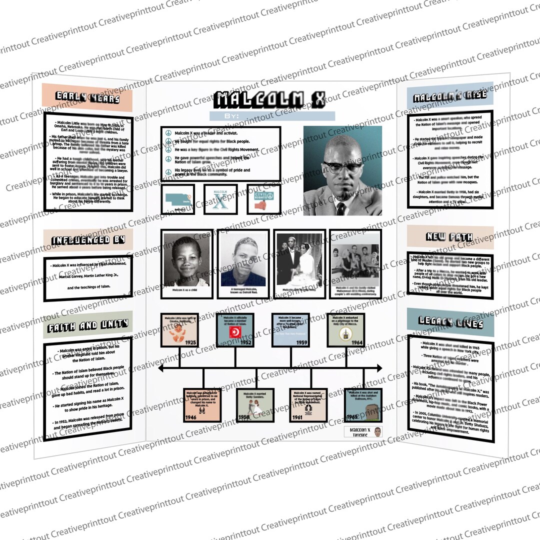Malcolm X Trifold Project, Wax Museum Project, School Project, Black ...