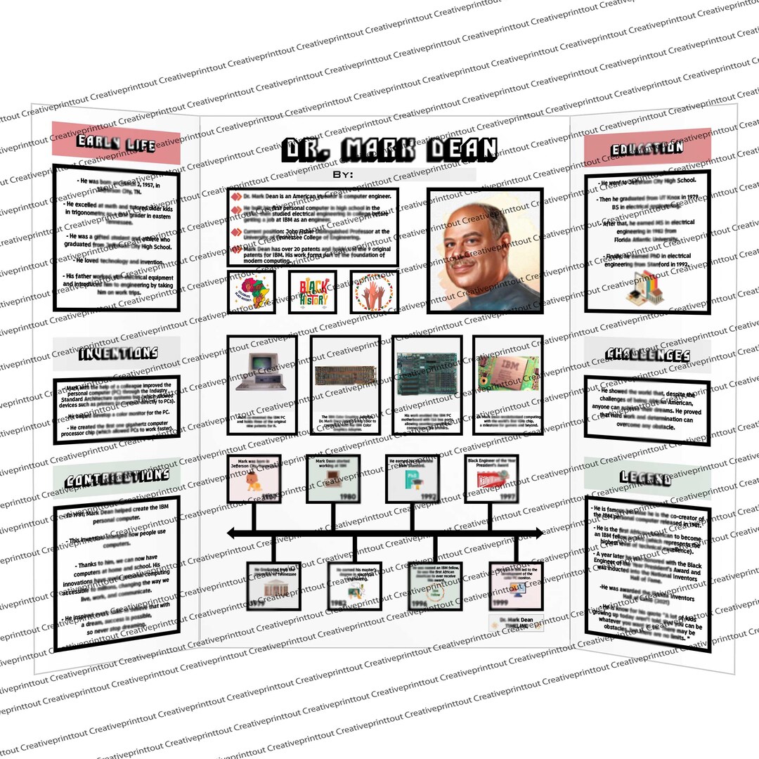 Mark Dean Trifold, Black History Month, School Project, Digital File ...