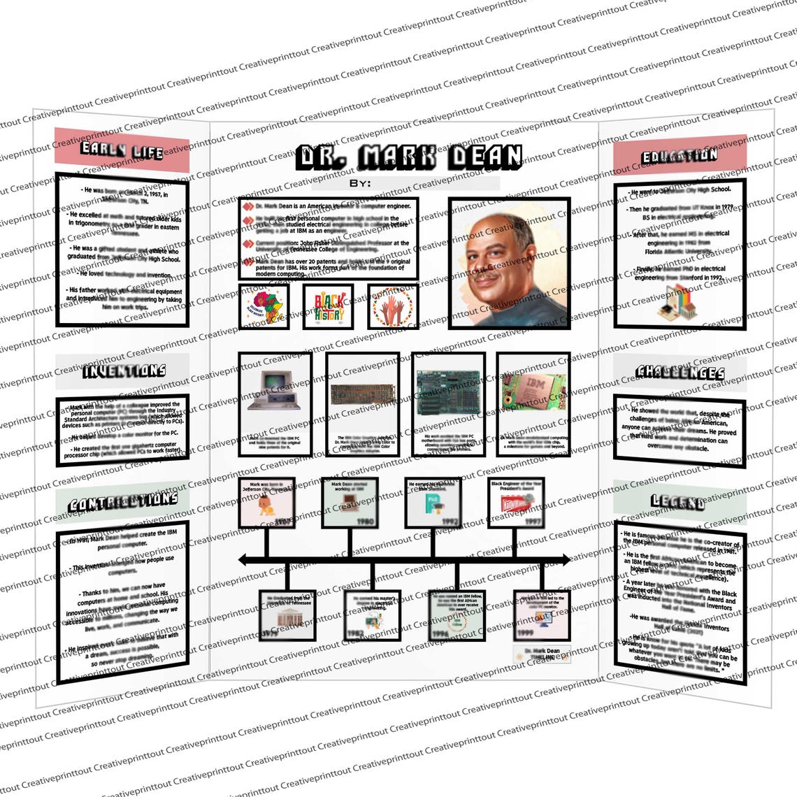 Mark Dean Trifold, Black History Month, School Project, Digital File ...