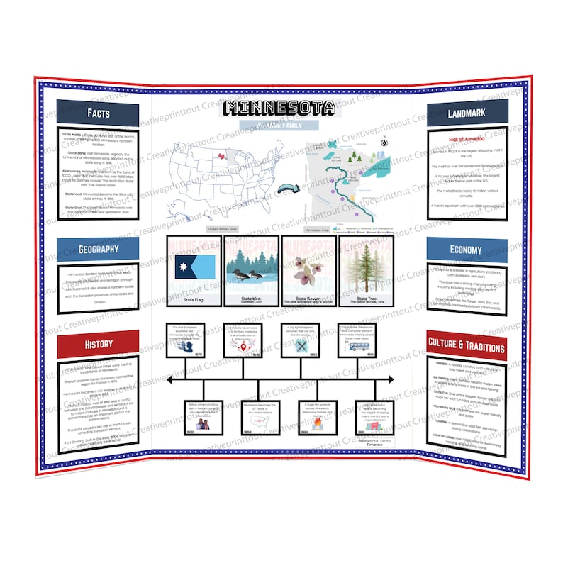 Minnesota State Project Trifold Design L Printable Educational Project ...