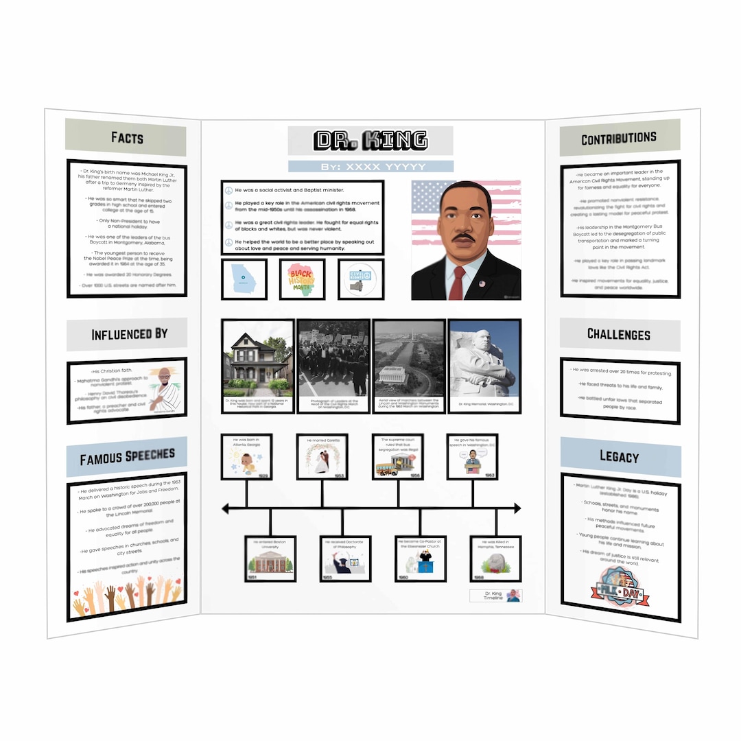 Civil Rights Leader Trifold Board | Educational | Wax Museum Project ...