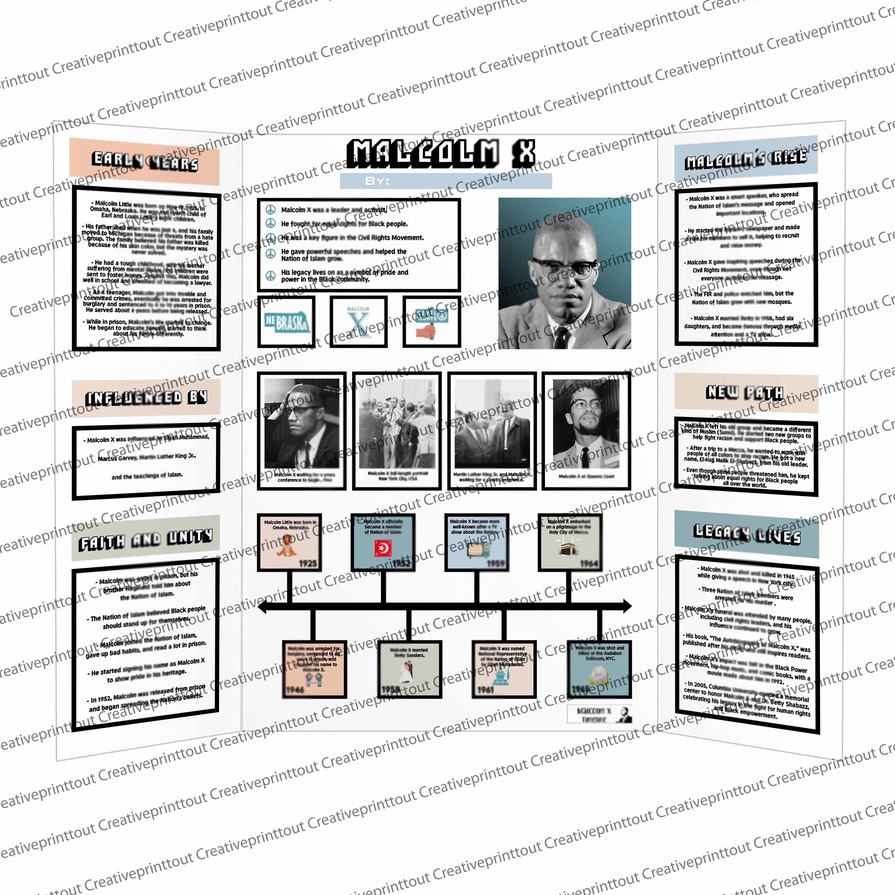 Malcolm X Trifold Project, Wax Museum Project, School Project, Black ...
