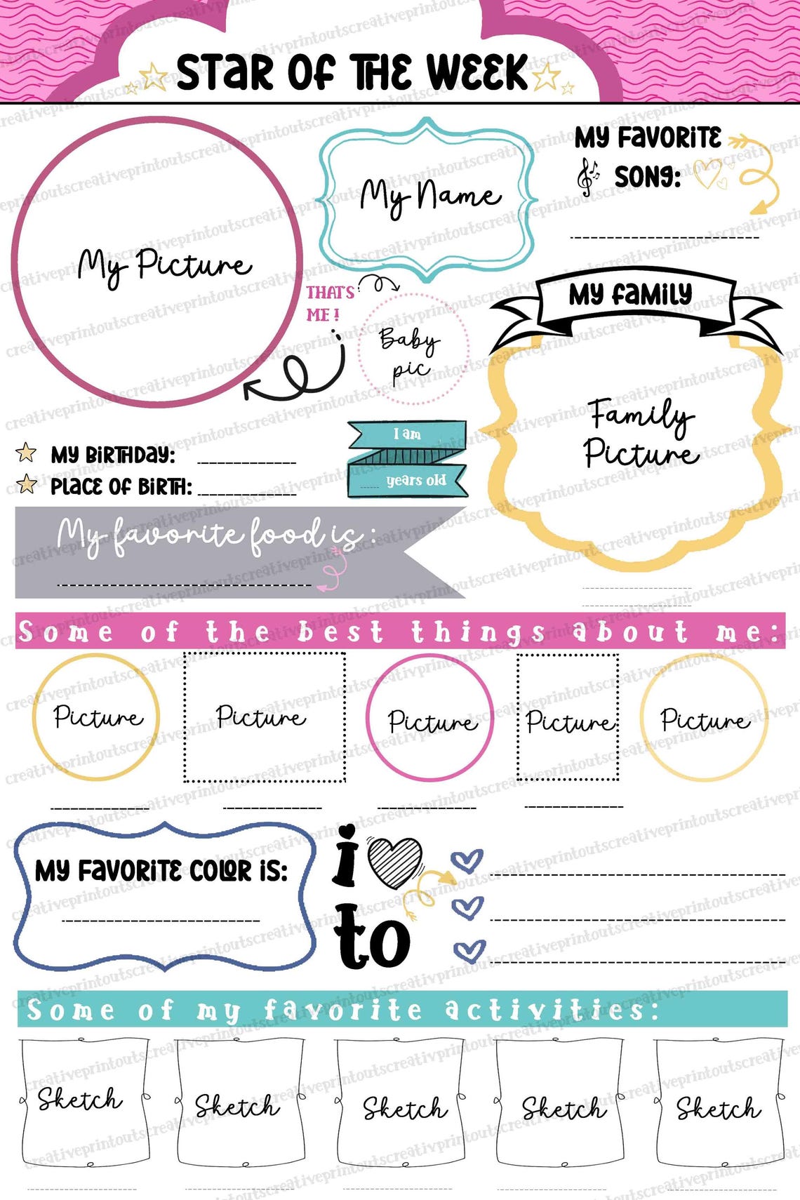 Customised, All About Me, Star of the Week, School Project ...