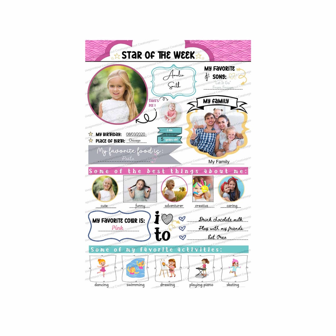 All About Me Project, Editable, Kindergarten, Preshool, About Me, Star ...
