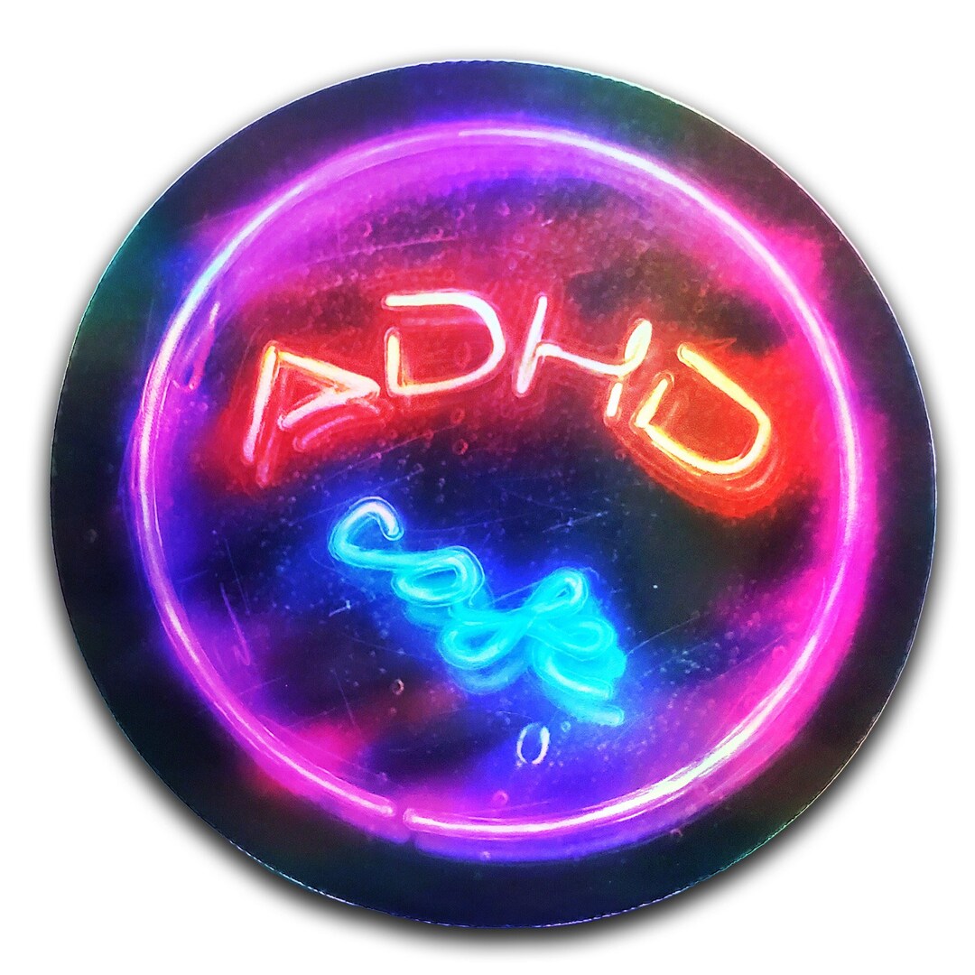 ADHD Cafe Neon Lights Vinyl Sticker - Etsy