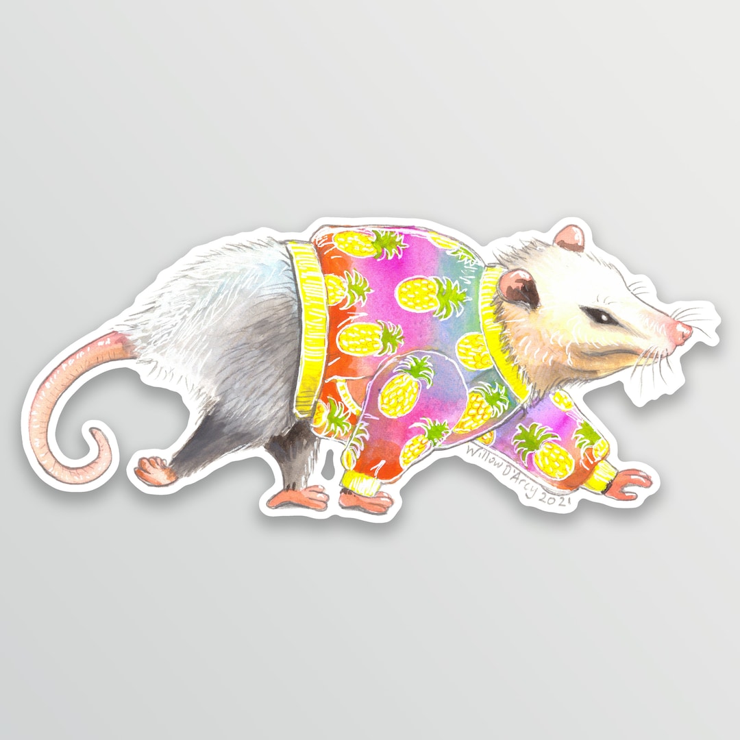 Proud Opossum Sticker - Cute 'possum in a Pineapple Bomber Jacket ...
