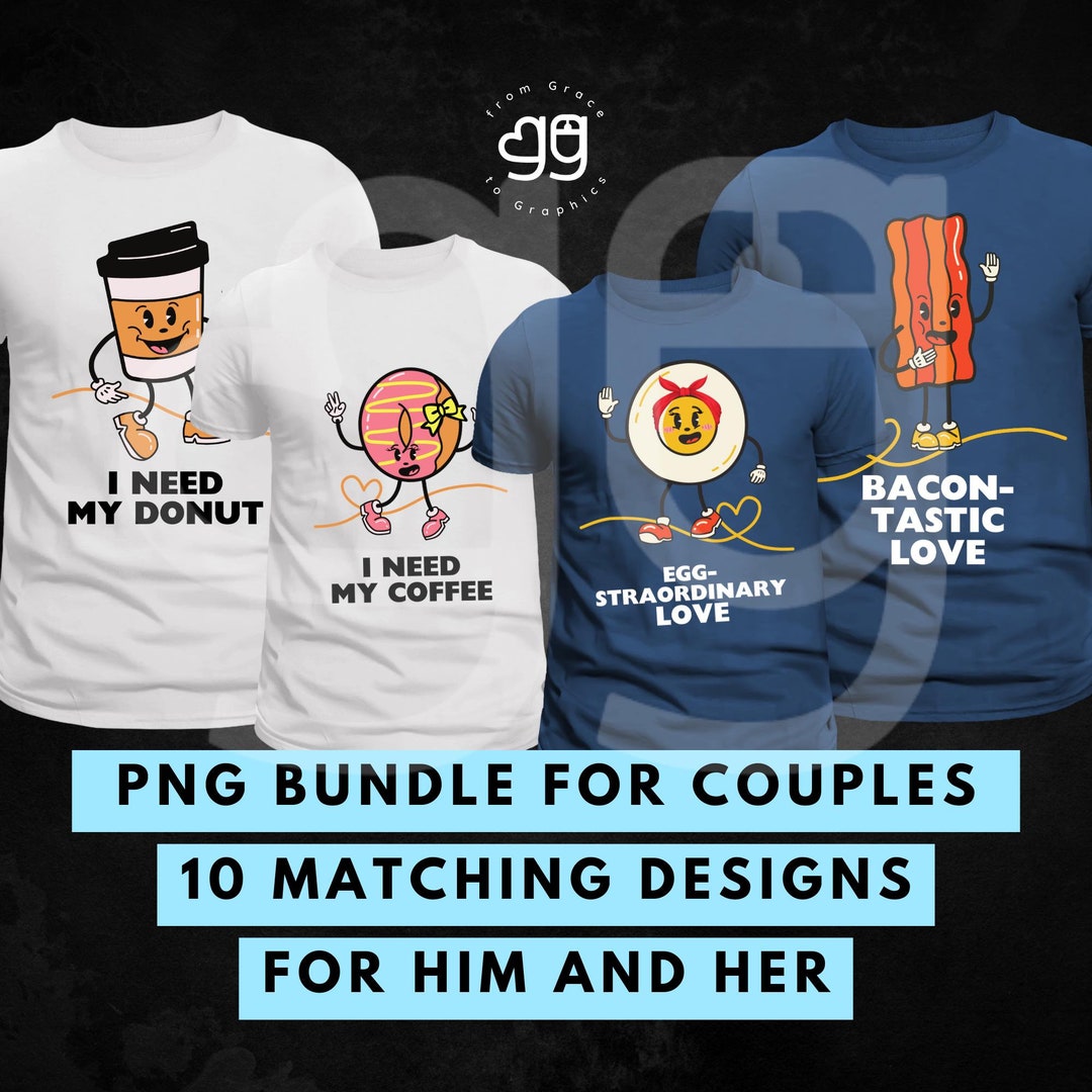 Couple PNG Bundle Matching Designs, Editable, Couple Bundle, Couple ...