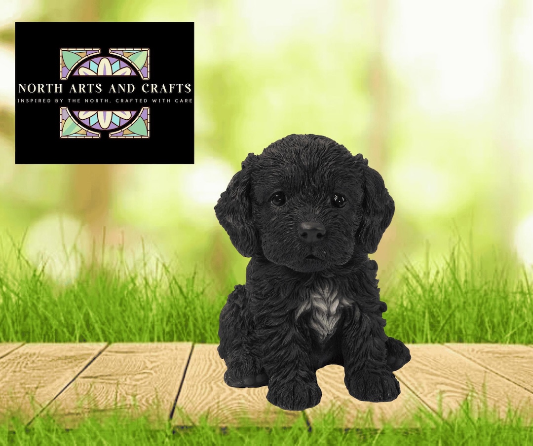Cockapoo Puppy Statue - Realistic Polyresin Animal Figurine for Indoor ...