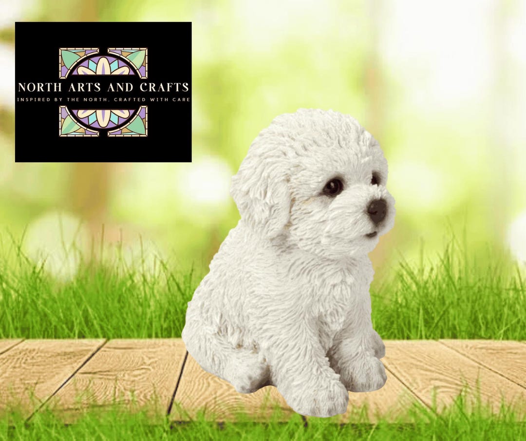 Furry Snowball – Bichon Frise Puppy Resin Figurine for Indoor/outdoor ...