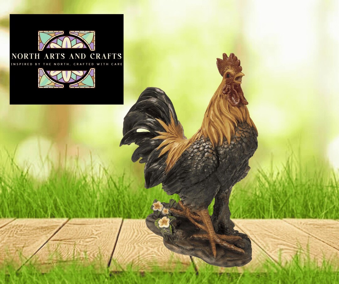 Large Rooster Statue – Resin Bird Figurine for Farm, Garden or Yard ...
