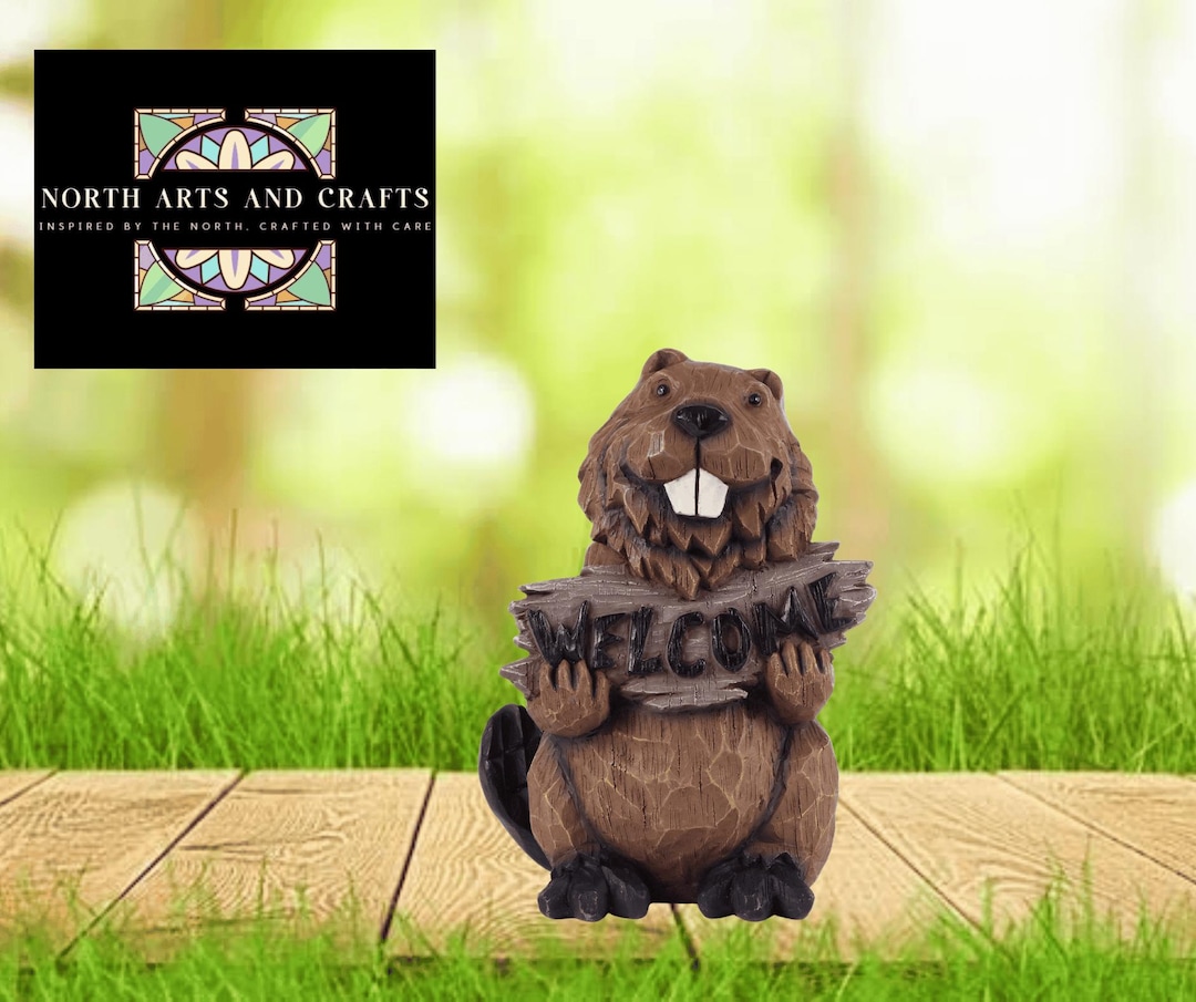 Happy Beaver Host – Resin Beaver With Welcome Figurine for Home, Garden ...