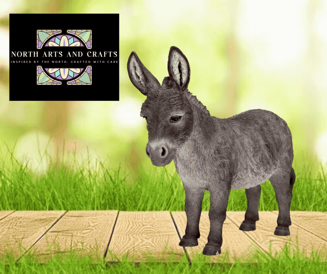 Grey Meadow Wanderer – Standing Donkey Resin Figurine for Farm & Indoor ...