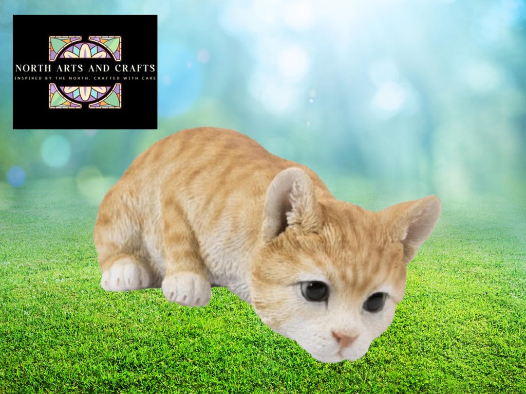 Realistic Orange Tabby Cat Looking Over Ledge Statue – Resin Animal ...