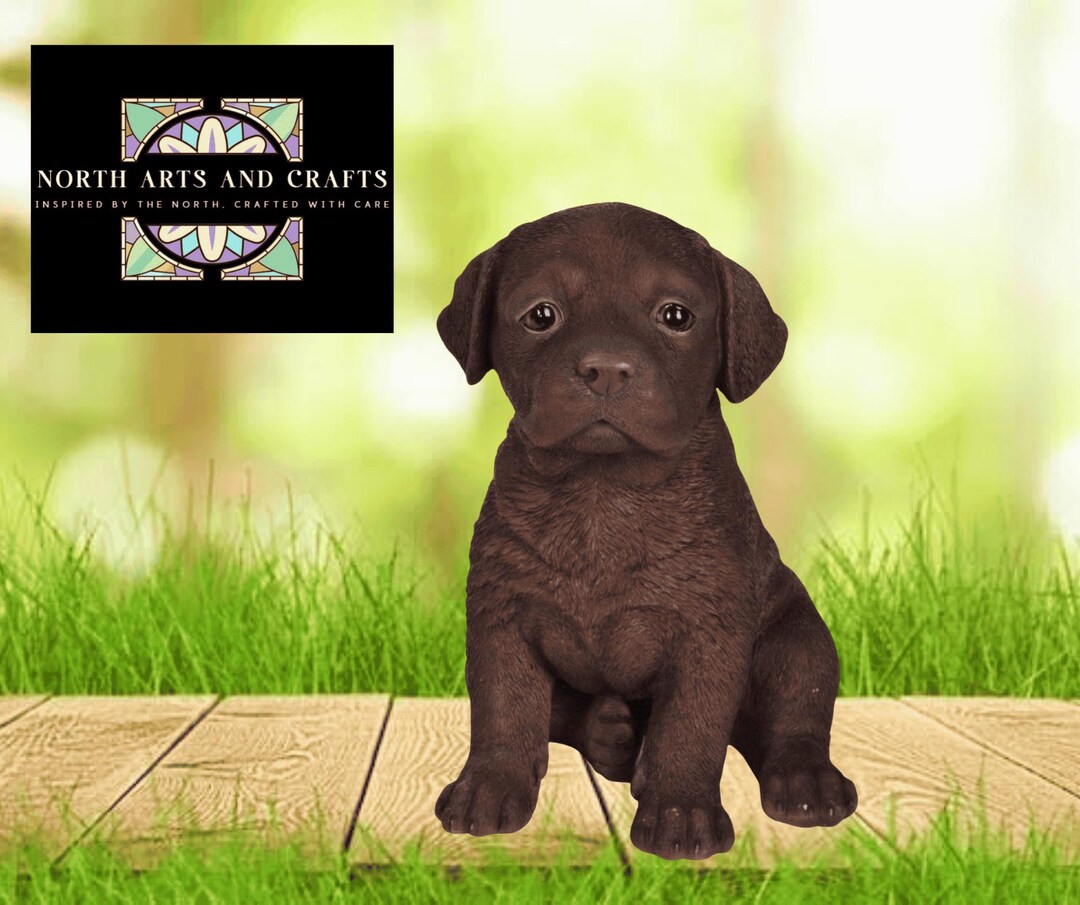 Chocolate Labrador Puppy Statue- Realistic Animal Figurine for Indoor ...