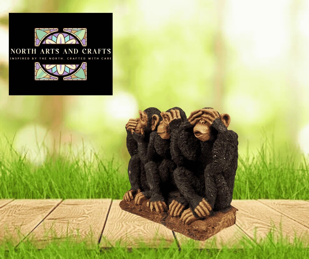 See/hear/speak No Evil Monkey Statue: Lifelike Animal Figurine for ...