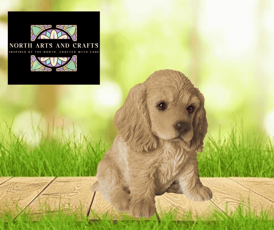 Cream-coloured Cocker Spaniel Statue - Charming Animal Figurine for ...