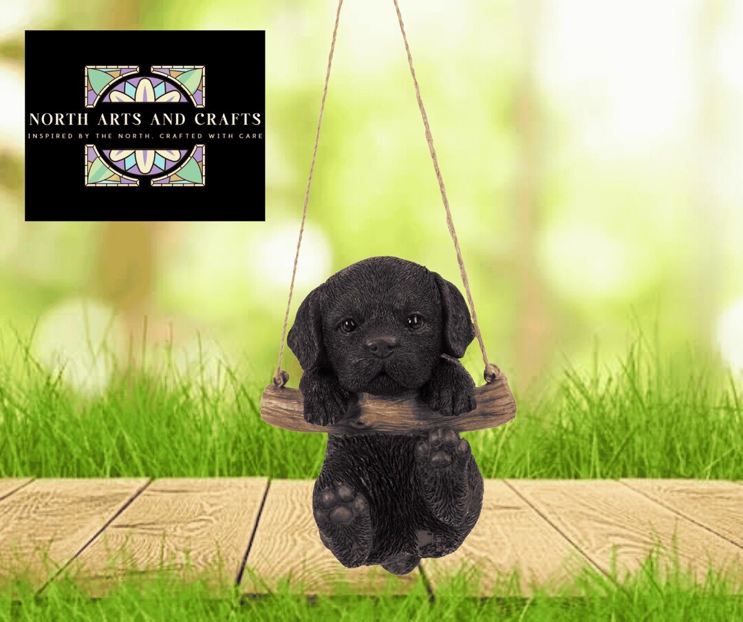 Hanging Black Lab Puppy Statue: Lifelike Resin Garden Decor - Etsy