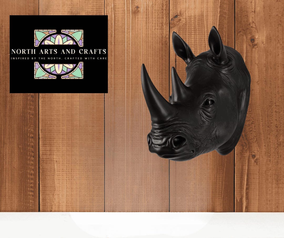 Black Rhinoceros Head Wall Mount Art– Realistic Wildlife Animal - Etsy
