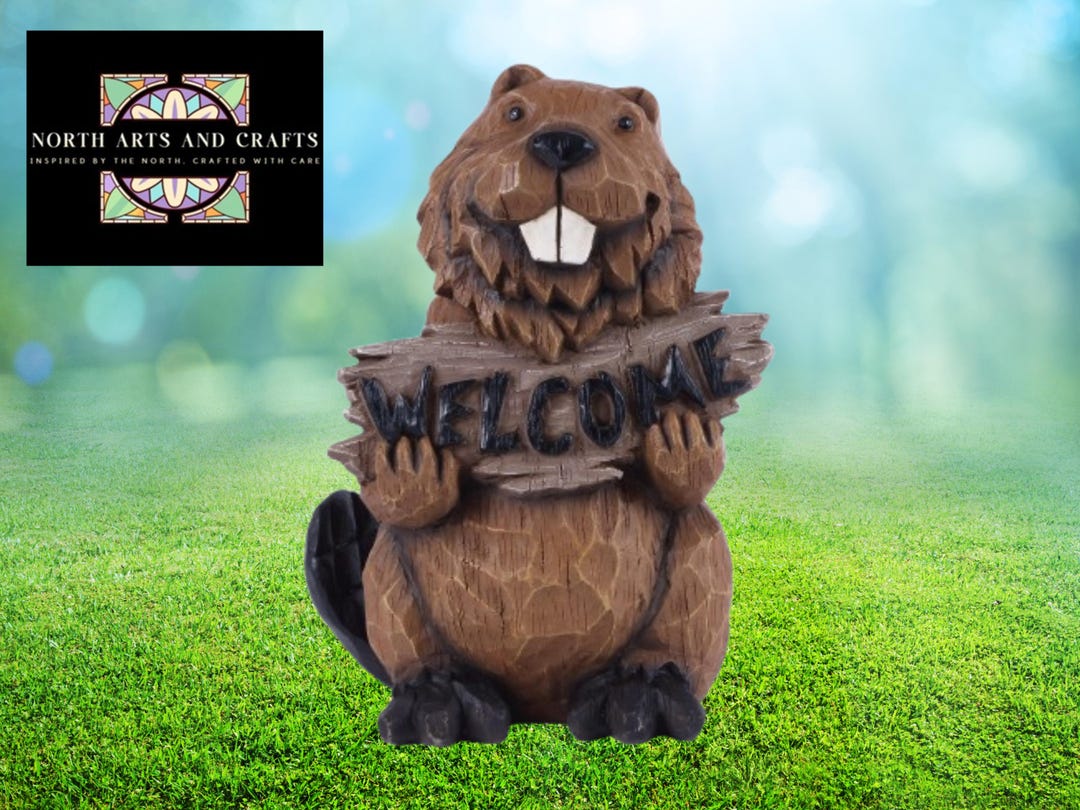 Resin Beaver Statue: Realistic Figurine Welcome Sign for Indoor/outdoor ...
