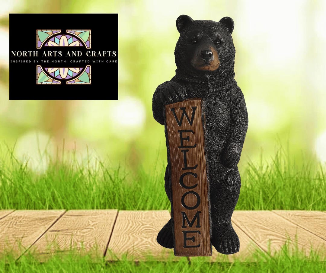 Gentle Giant Greeter – Bear With Welcome Sign Resin Figurine for Home ...