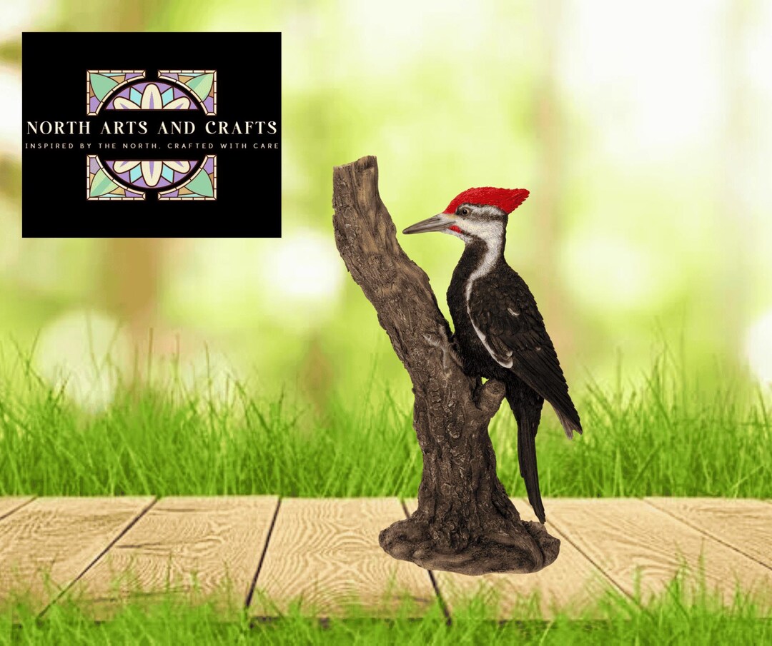 Forest Drummer – Pileated Woodpecker Resin Figurine for Home, Garden or ...