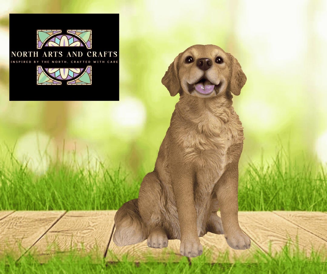 Faithful Watcher – Golden Retriever Resin Figurine for Indoor/outdoor ...