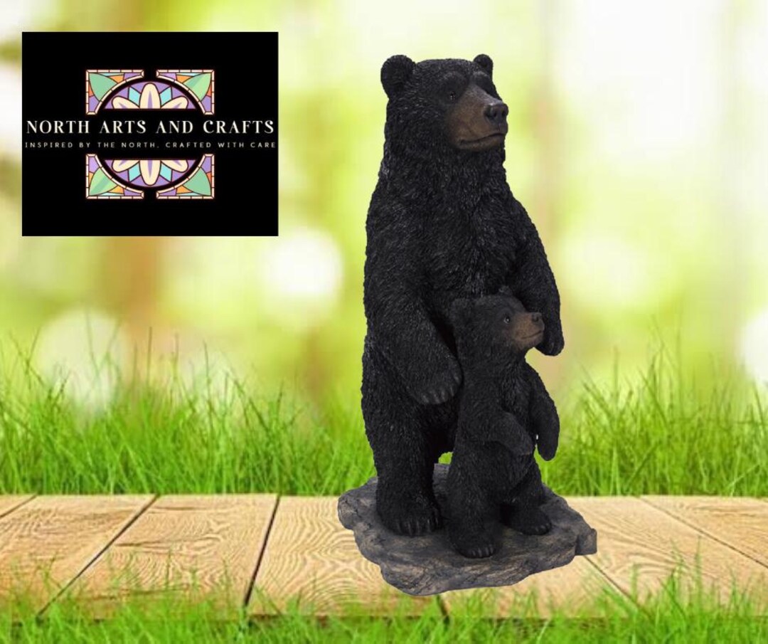 Maternal Grace – Black Mother & Baby Bears Resin Figurine for Indoor ...