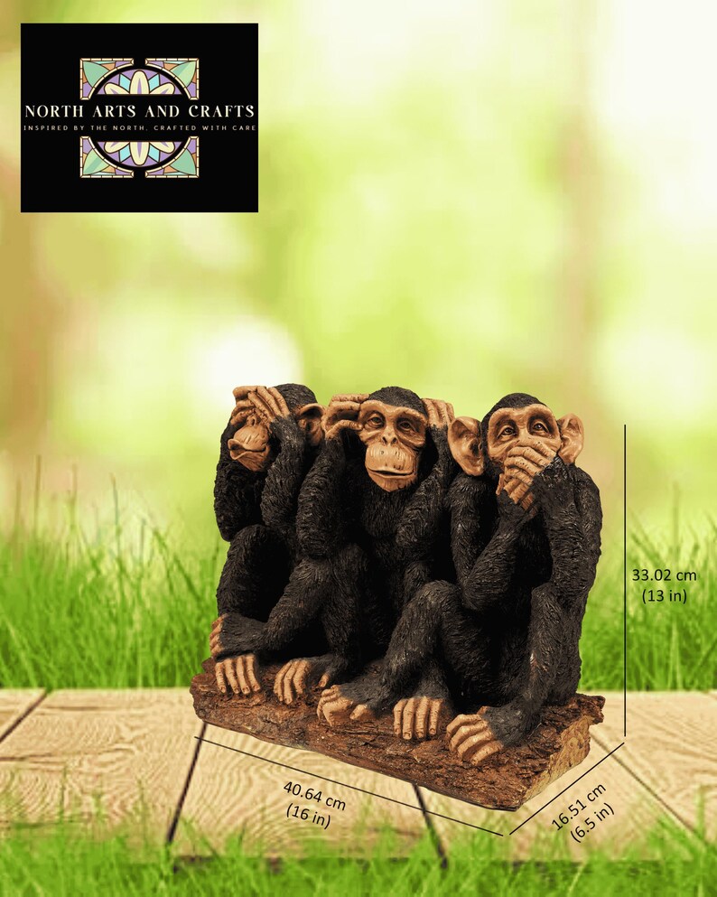 See/hear/speak No Evil Monkey Statue: Lifelike Animal Figurine for ...
