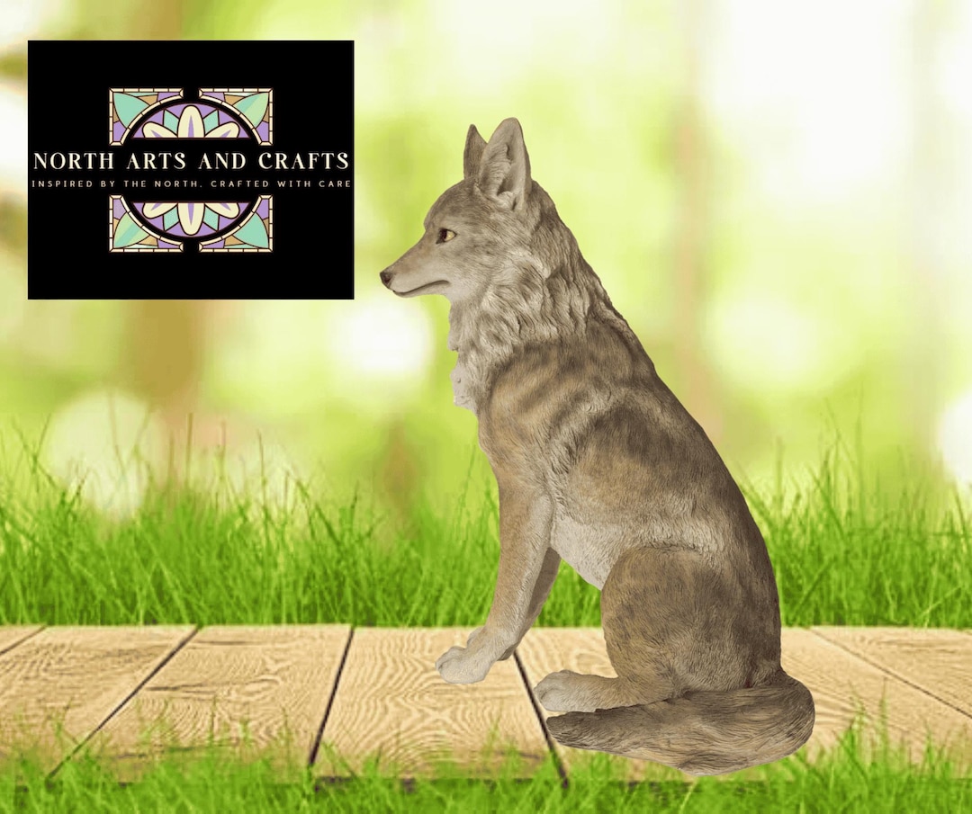 The Watchful Coyote Figurine - Realistic Resin Animal Statue for Home ...