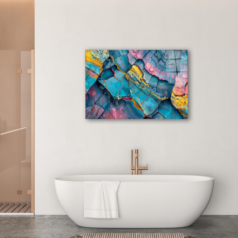 Kitchen Backsplash Tempered Glass Wall Art, Abstract Wall Decor, Cooker ...