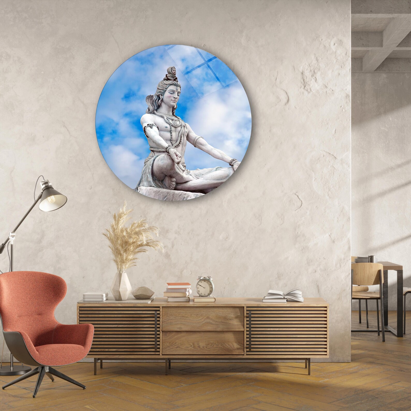 Round Shiva Glass Wall Art, Shiva Statue Wall Decor, Hindu Wall Decor ...