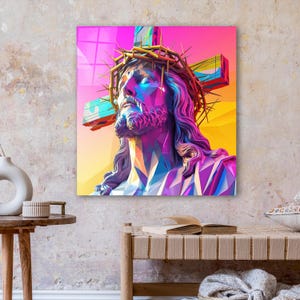 Jesus Glass Wall Art, Christian Wall Decor, Tempered Glass Wall Art ...