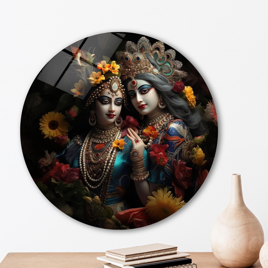 Lord Krishna Glass Wall Art,hindu God Decor, Indian Housewarming Gift ...