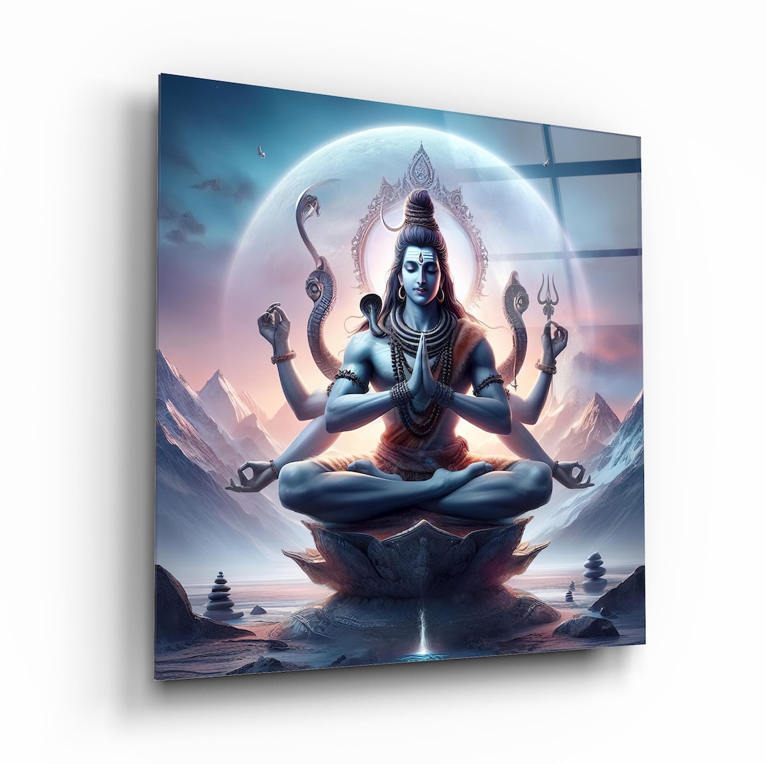Unique Lord Shiva Glass Decor, Spiritual Indian Wall Art, New Home Gift ...