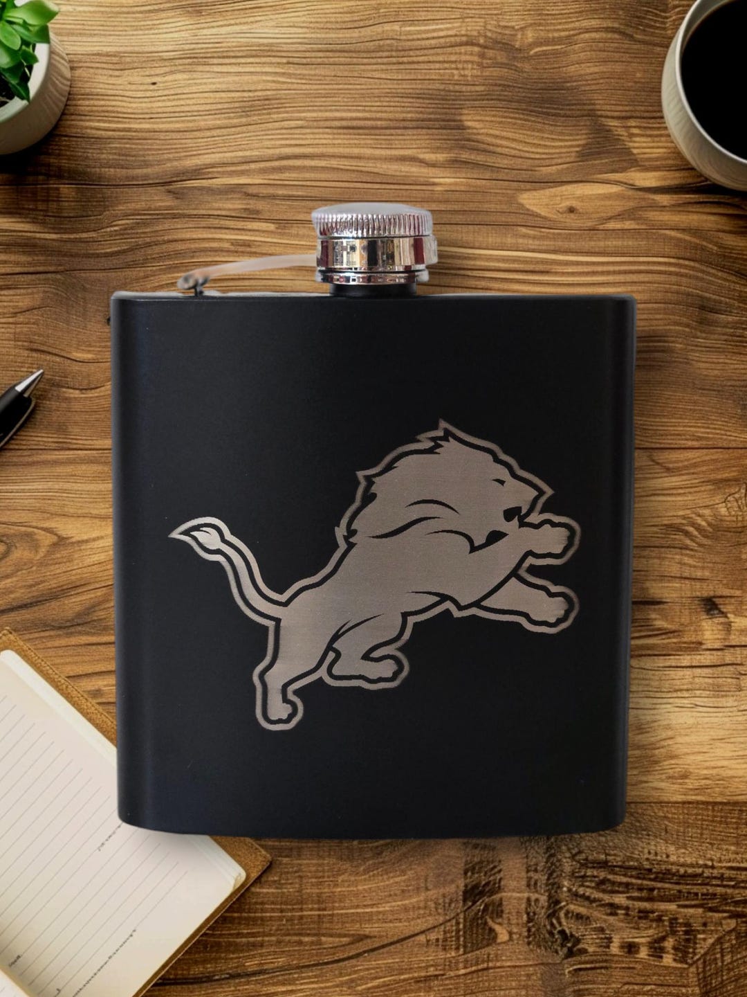 Engraved Lions 6oz Metal Flask Personalized Gift Football Tailgating - Etsy