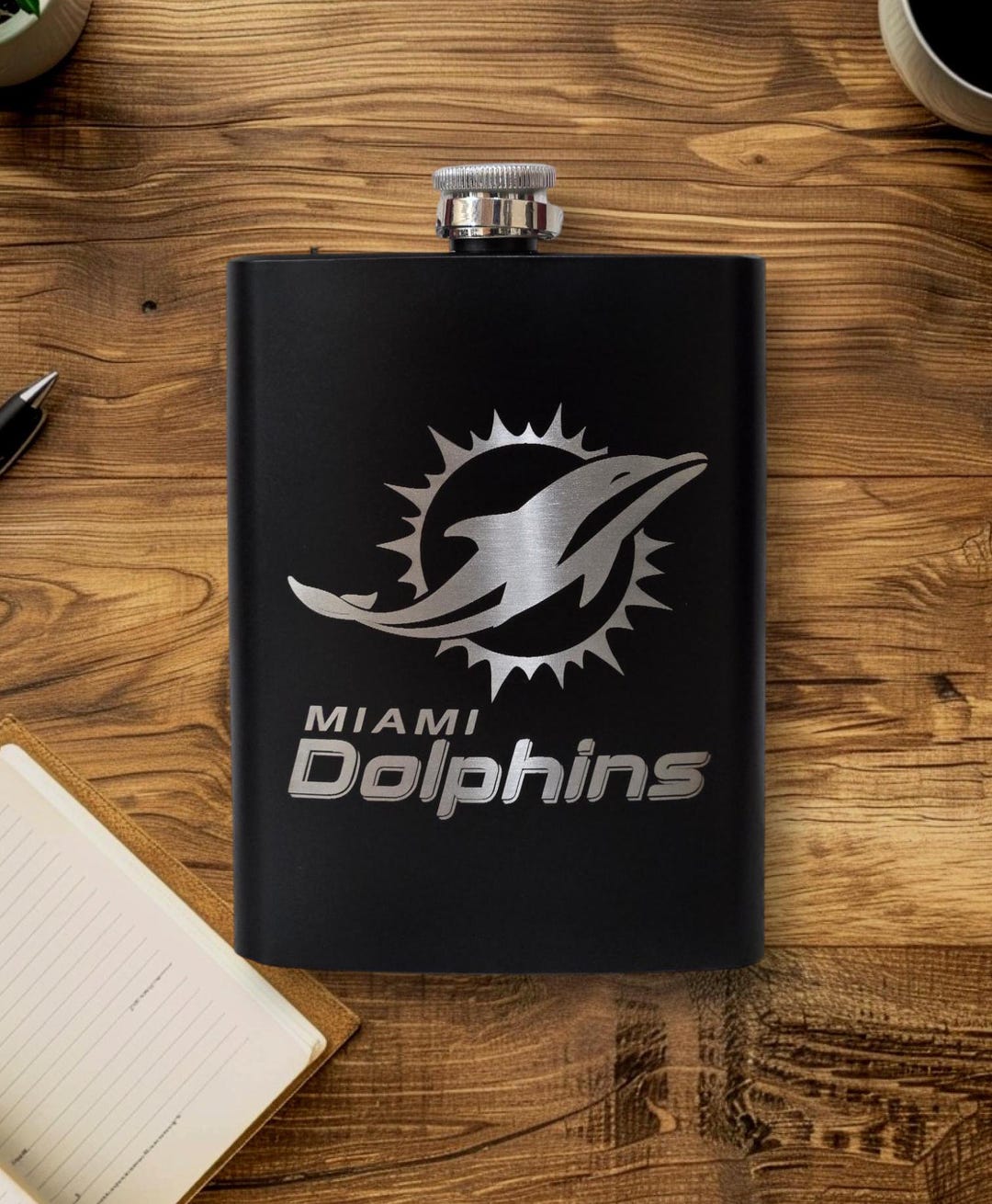 Engraved Dolphins 8oz Metal Flask + Gift + Football + Tailgating - Etsy