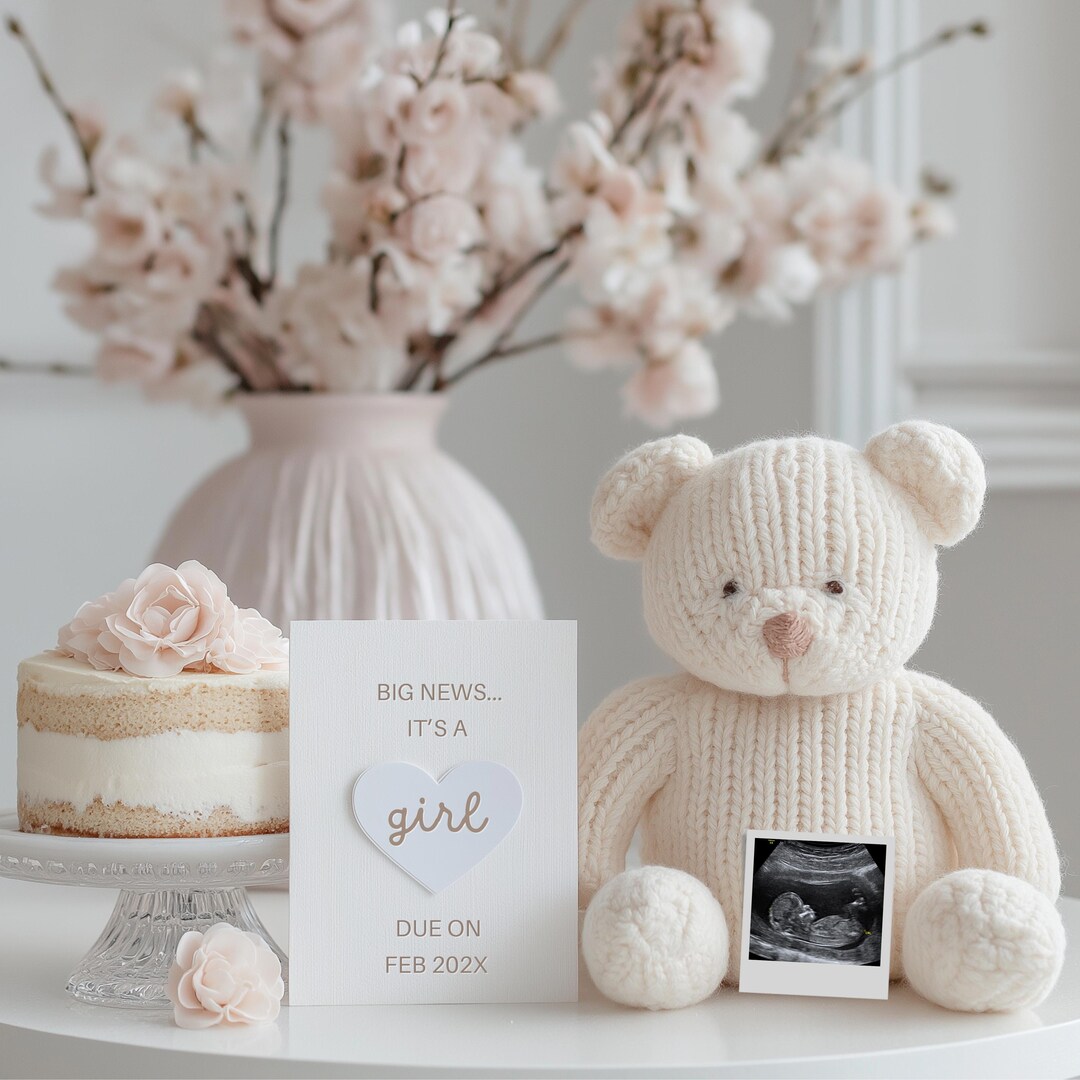Girl Pregnancy Announcement Digital, Baby Announcement, Editable ...